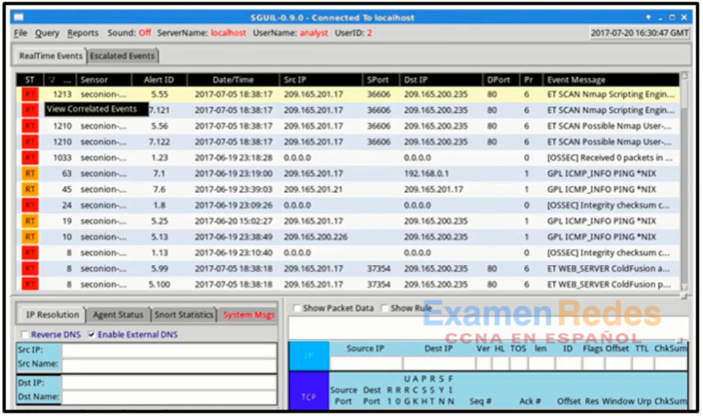 Consulte la ilustración. Un analista especializado en ciberseguridad ...